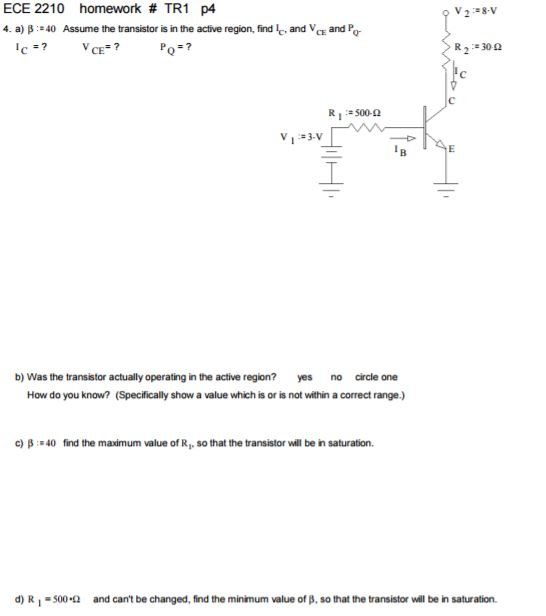 Solved beta = 40 Assume the transistor is in the active | Chegg.com