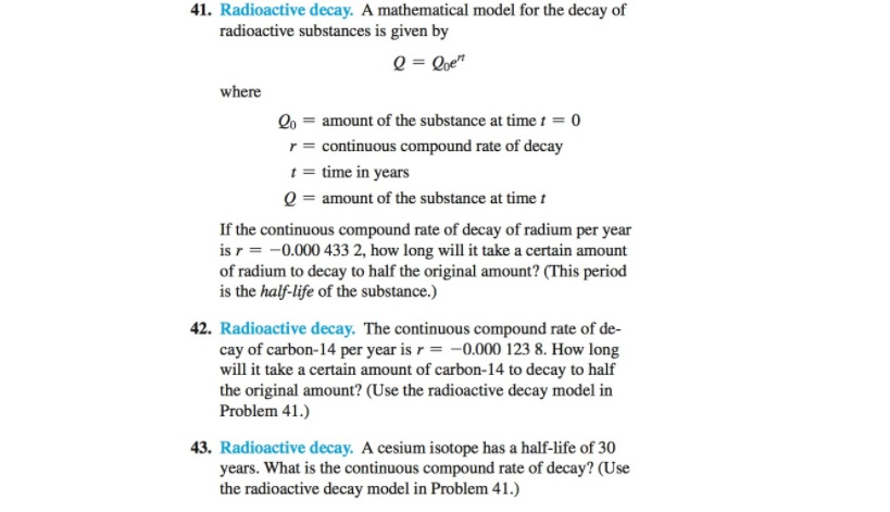Solved 41. Radioactive decay. A mathematical model for the | Chegg.com