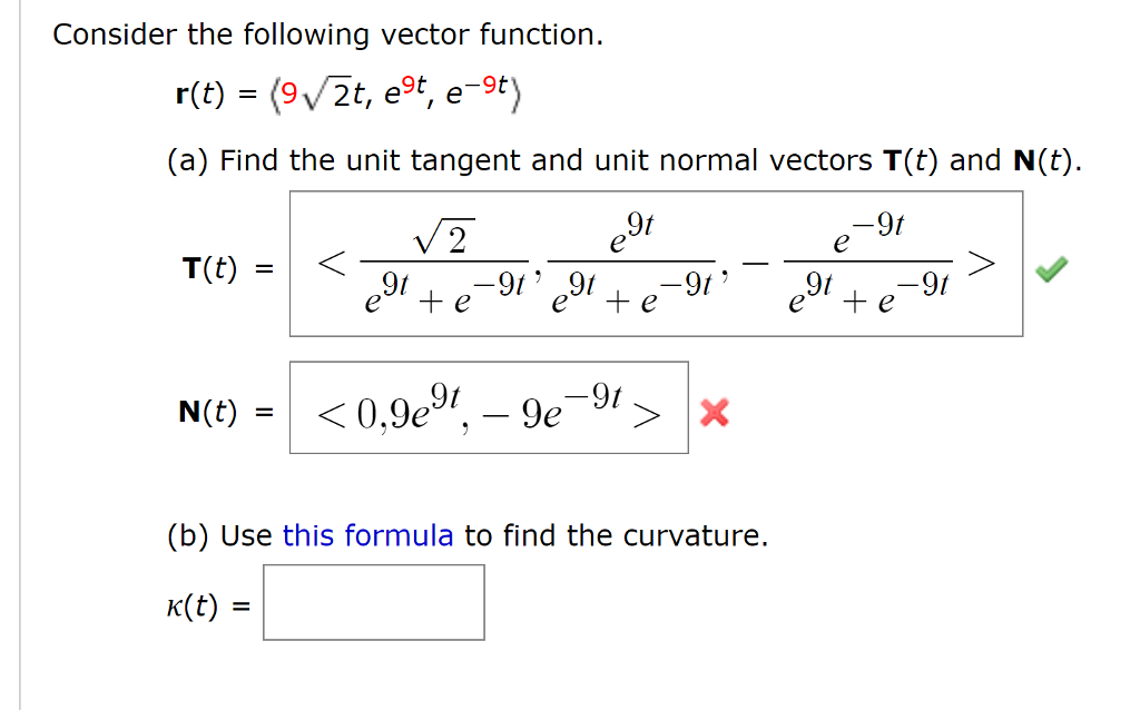 Solved Consider the following vector function. r(t) = (9 | Chegg.com