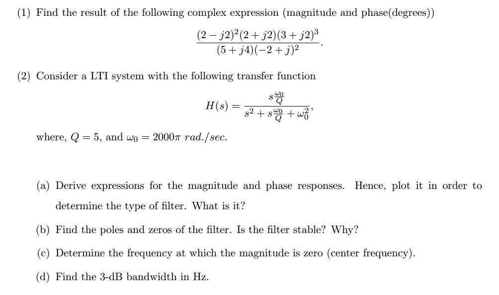 Solved Find the result of the following complex expression | Chegg.com