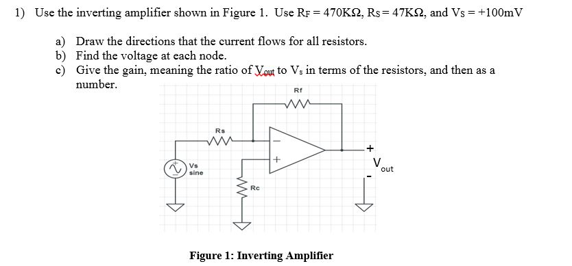 Solved Use the inverting amplifier shown in Figure 1. Use Rf | Chegg.com