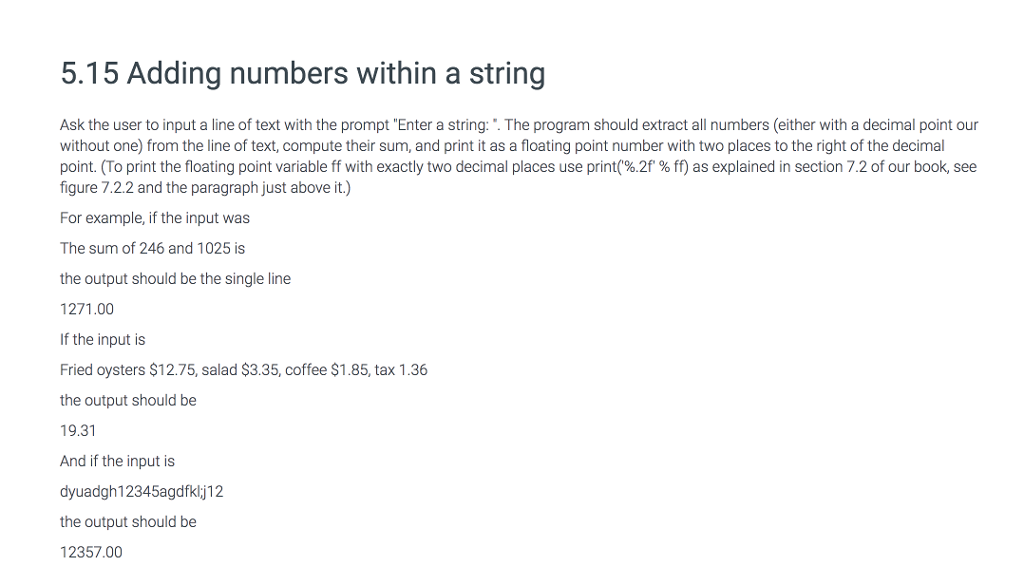 Solved 5.15 Adding numbers within a string Ask the user to | Chegg.com