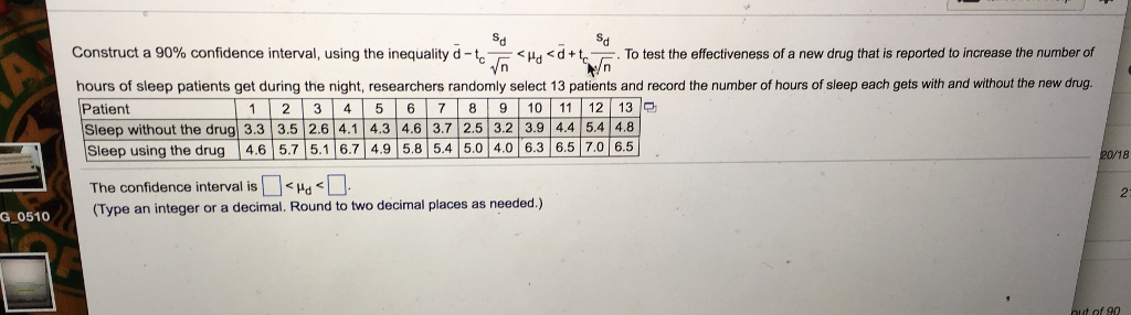 Solved Sd Sd Construct a 90% confidence interval, using the | Chegg.com