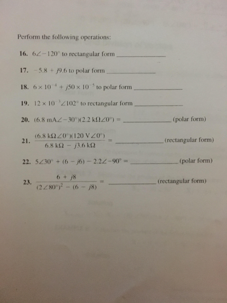 Solved Perform the following operations: 16. 6