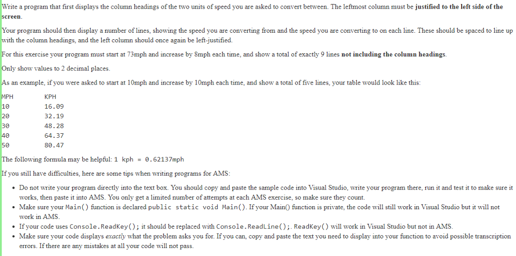 Solved C# Write a program to create a table for | Chegg.com