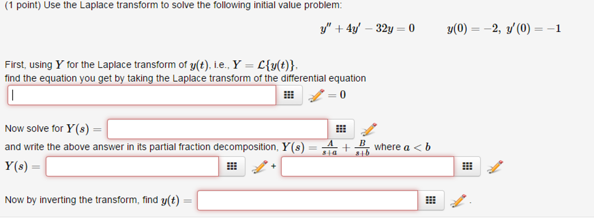 Solved Use the Laplace transform to solve the following | Chegg.com