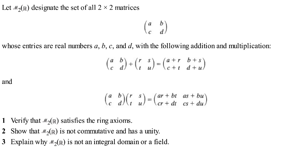 Solved Let·M2(R) designate the set of all 2 × 2 matrices | Chegg.com