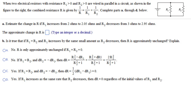Solved When two electrical resistors with resistance R1 >0 | Chegg.com