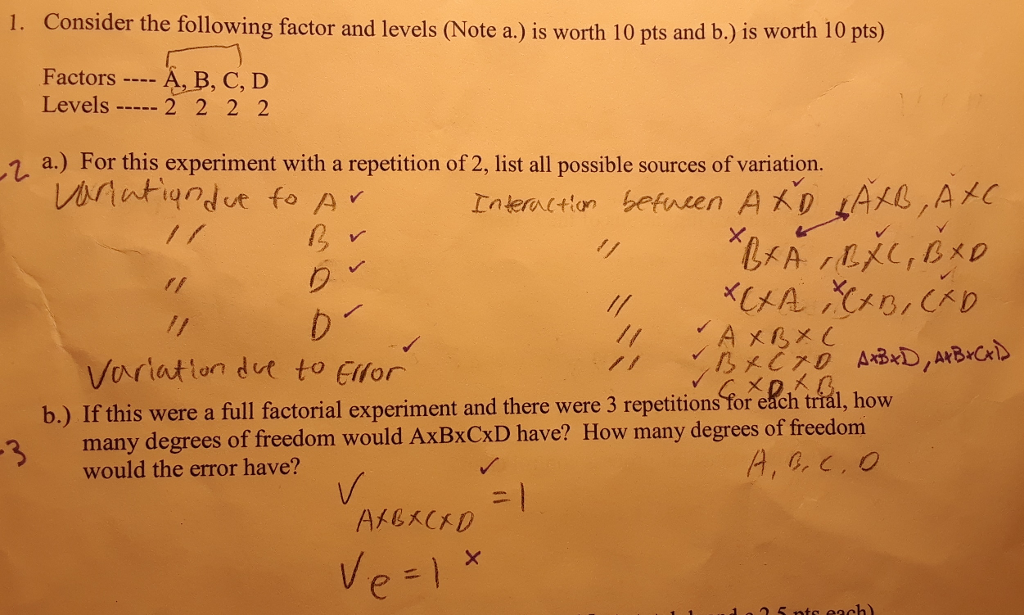 5. Draw the box diagram representing a full factorial | Chegg.com