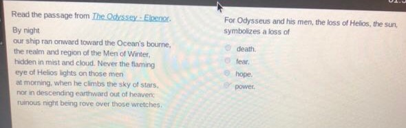 Solved Read the passage from The Qdessey Elenor For Odysseus | Chegg.com