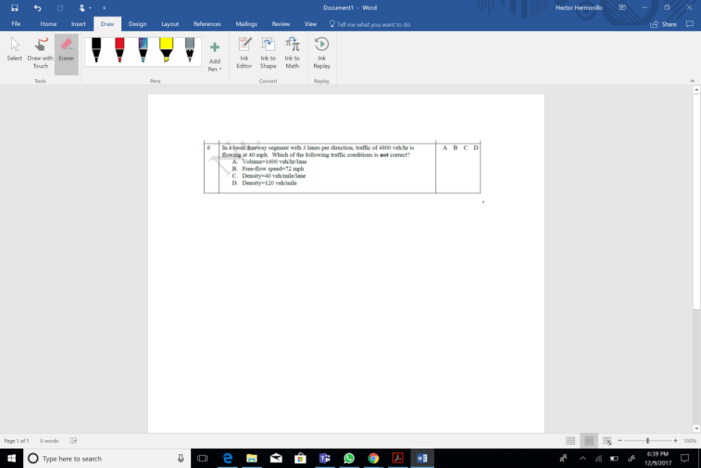 Solved Document1 Word Hector Hermosillo File Home Insert | Chegg.com