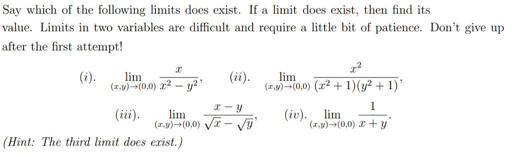 Solved Say which of the following limits does exist. If a | Chegg.com