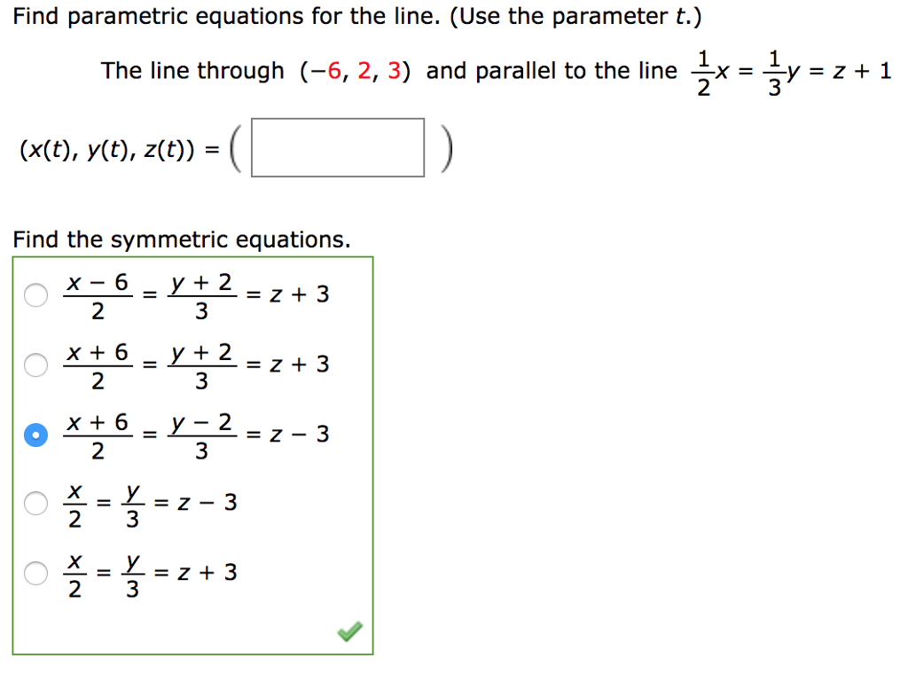 Solved Find Parametric Equations For The Line Use The