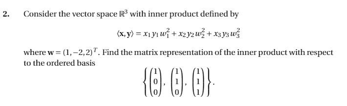 Solved 2. Consider the vector space R3 with inner product | Chegg.com