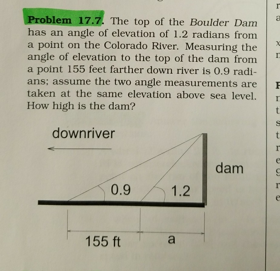 Solved oblem 17.7. The top of the Boulder Dam has an angle | Chegg.com