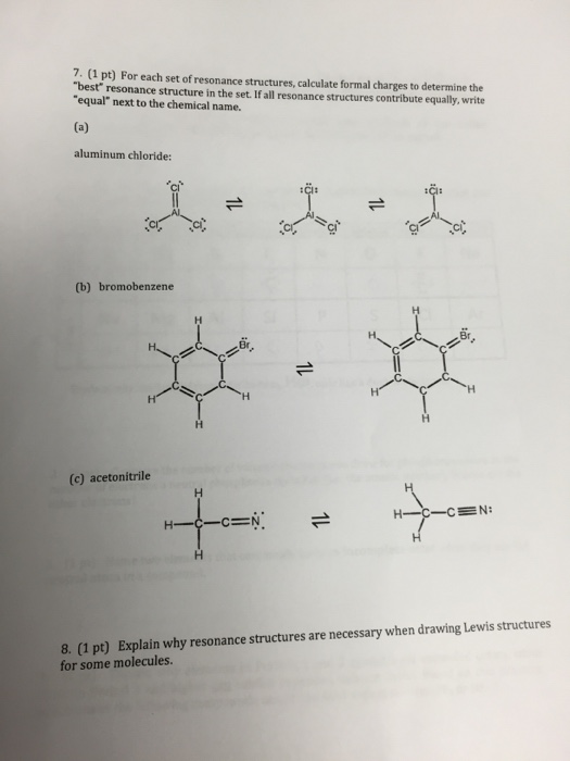 Solved For each set of resonance structures, calculate | Chegg.com