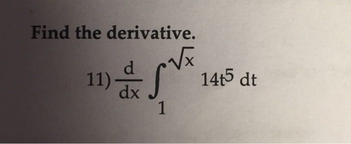 Solved Find the derivative. d/dx integral^Squareroot x_1 | Chegg.com