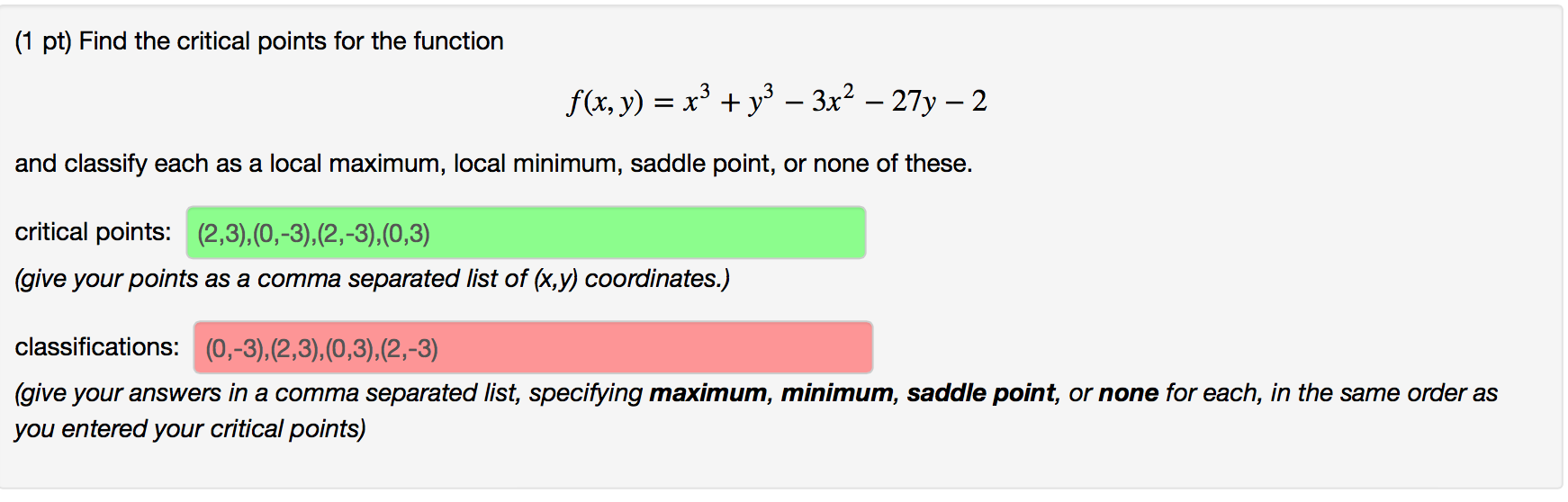 Solved: Find The Critical Points For The Function F(x,y)=x... | Chegg.com