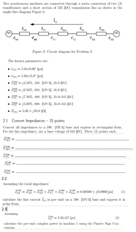 Solved Two synchronous machines are connected through a | Chegg.com
