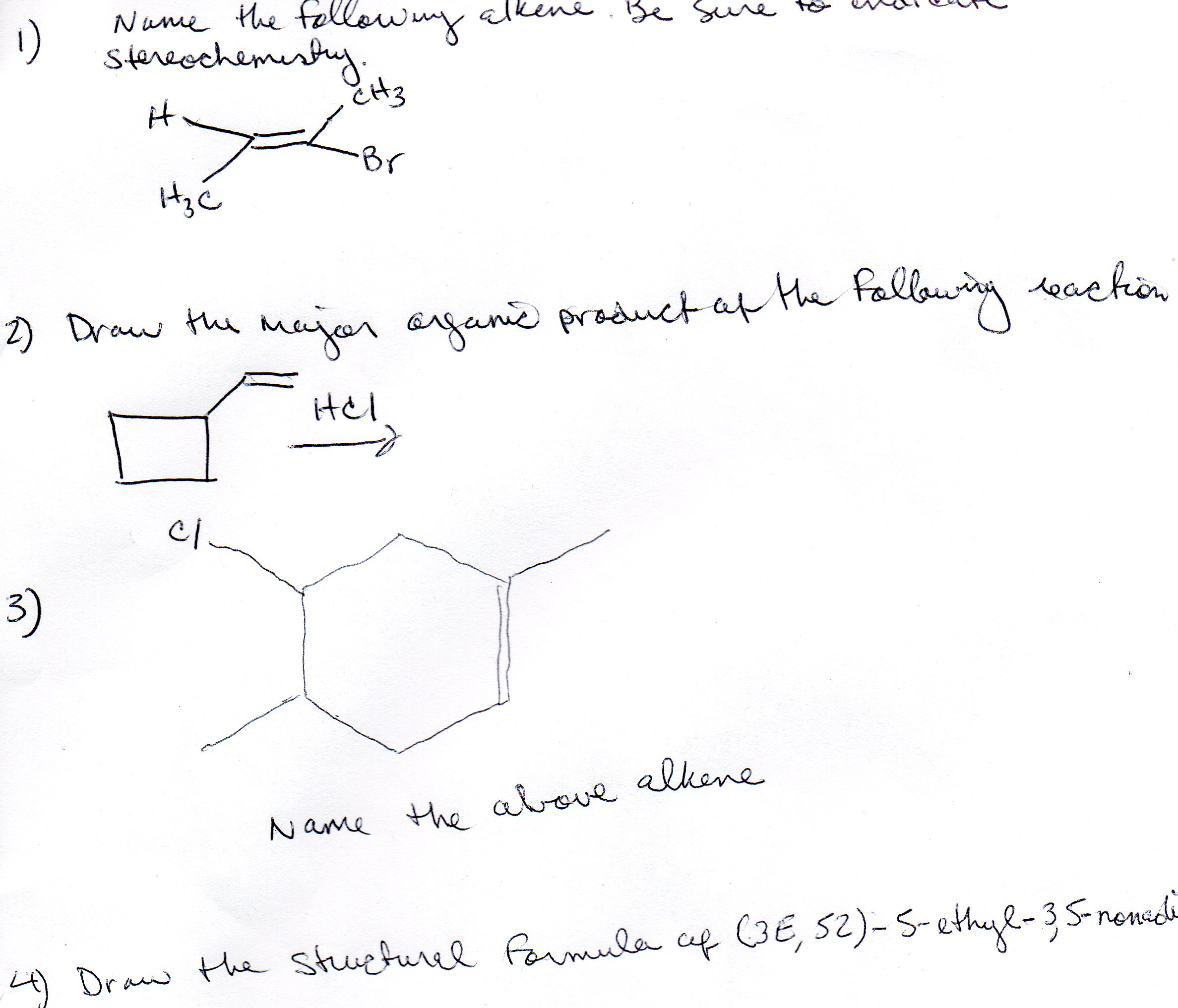 Solved Name the following alkene. Be sure stereochemistry. | Chegg.com