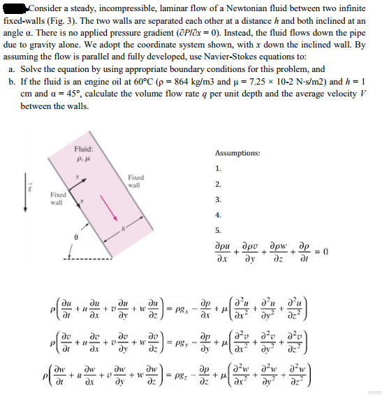 Solved Consider a steady, incompressible, laminar flow of a | Chegg.com