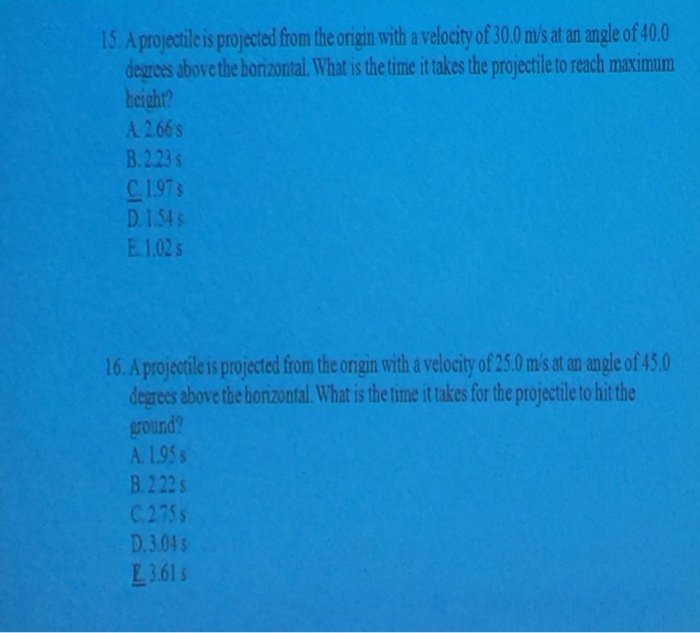 Solved A Projectile Is Projected From The Origin With A