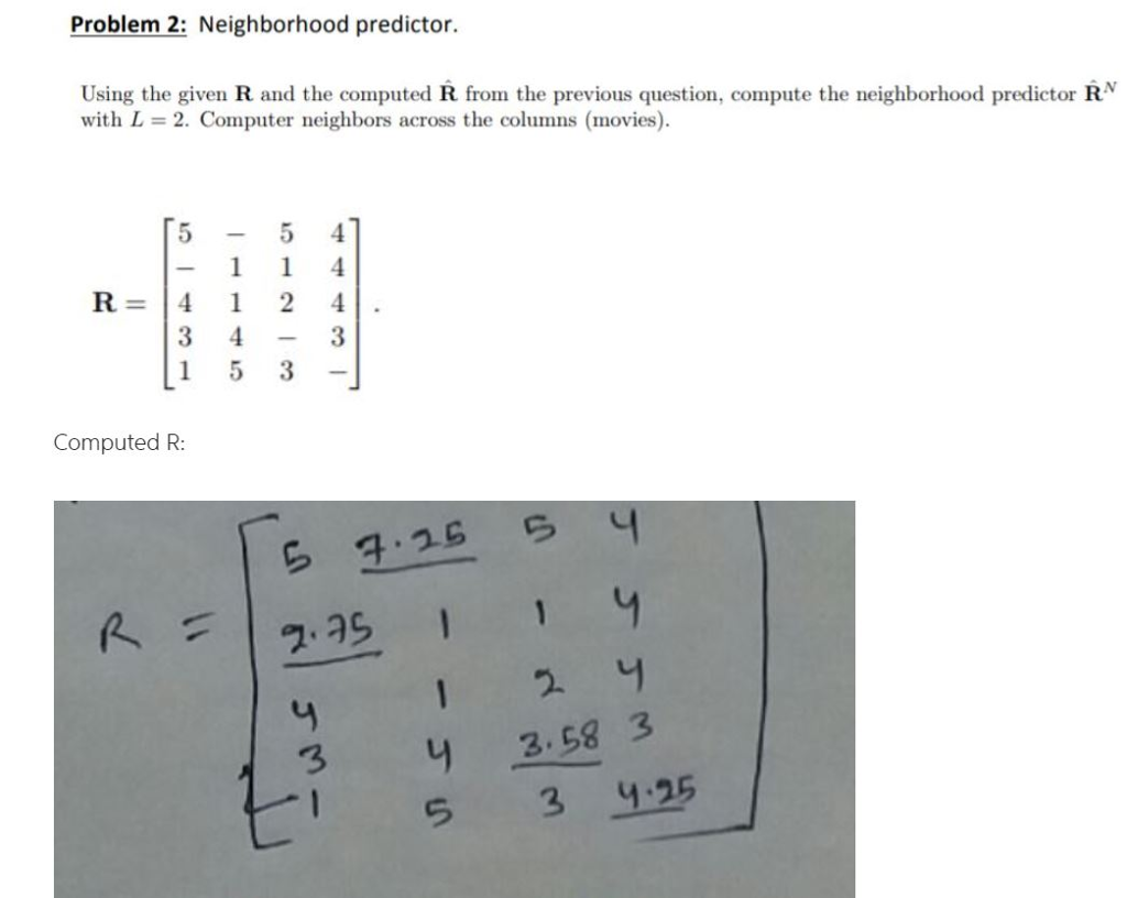 Solved Problem 2: Neighborhood predictor. Using the given R | Chegg.com