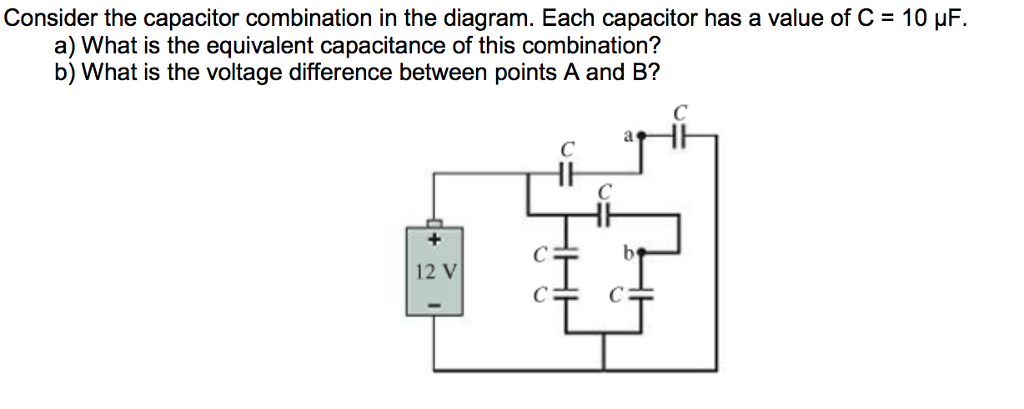 Solved Consider the capacitor combination in the diagram. | Chegg.com