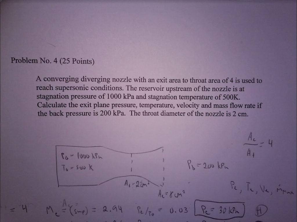 Solved Problem No. 4 (25 Points) A converging diverging | Chegg.com