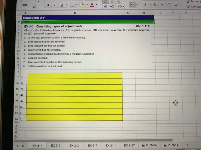 Solved Format 96 co EXERCISE 3.1 3 Ex 3-1 Classifying types | Chegg.com