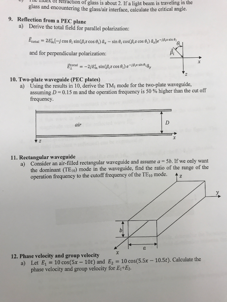 glass and encountering the glass/air interface, | Chegg.com