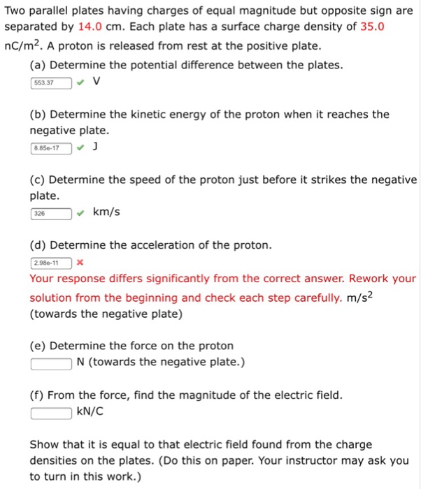 Solved Two parallel plates having charges of equal magnitude | Chegg.com