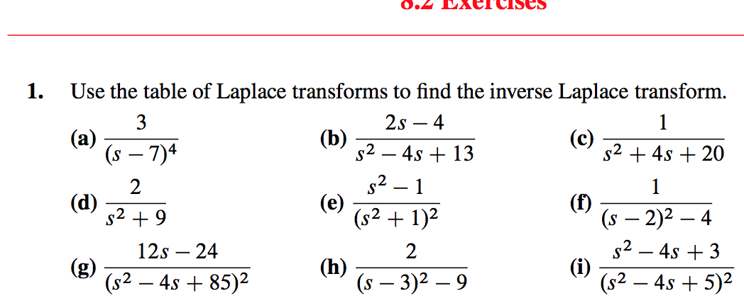 Solved Use the table of Laplace transforms to find the | Chegg.com