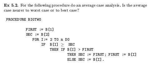 Solved Ex 5.2. Fo the following procedure do an average case | Chegg.com