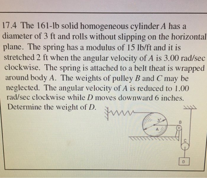 Solved The 161-lb solid homogeneous cylinder a has a | Chegg.com