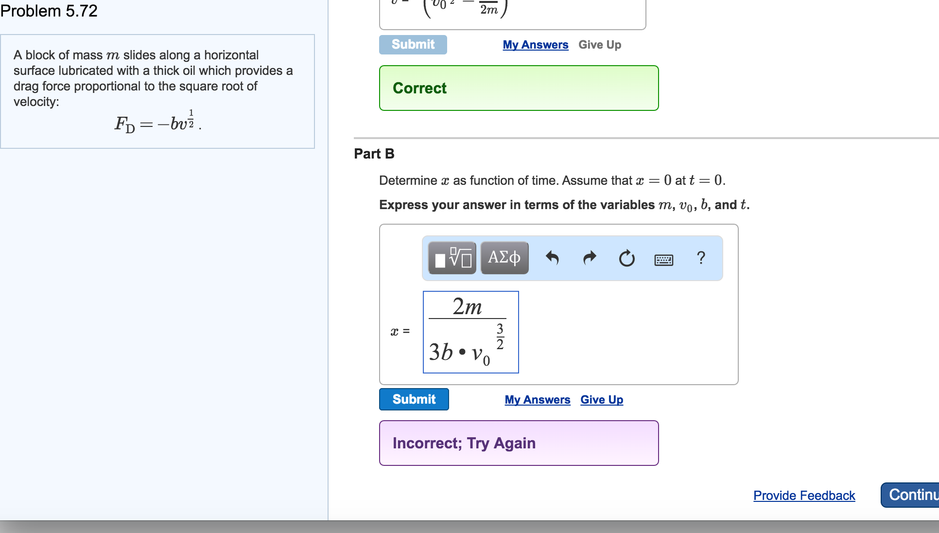 Solved A block of mass m slides along a horizontal surface | Chegg.com