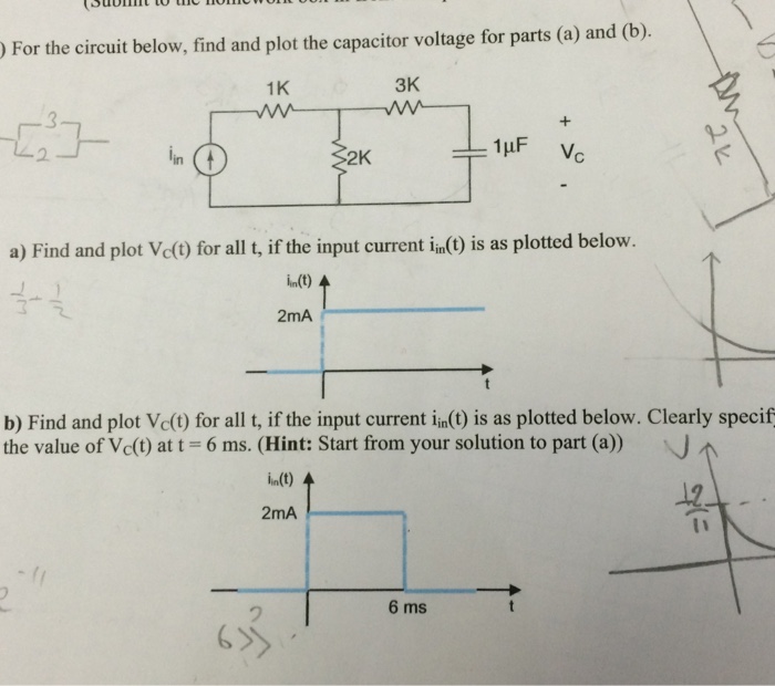 Solved For the circuit below, find and plot the capacitor | Chegg.com