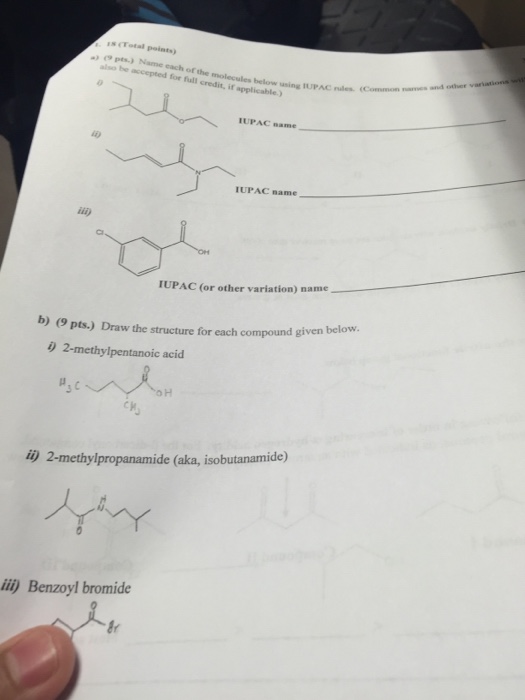 Solved Name each of the molecules below using IUPAC rules. | Chegg.com