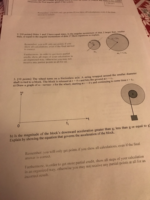Solved Disks 1 and 2 have equal mass. Is the angular | Chegg.com