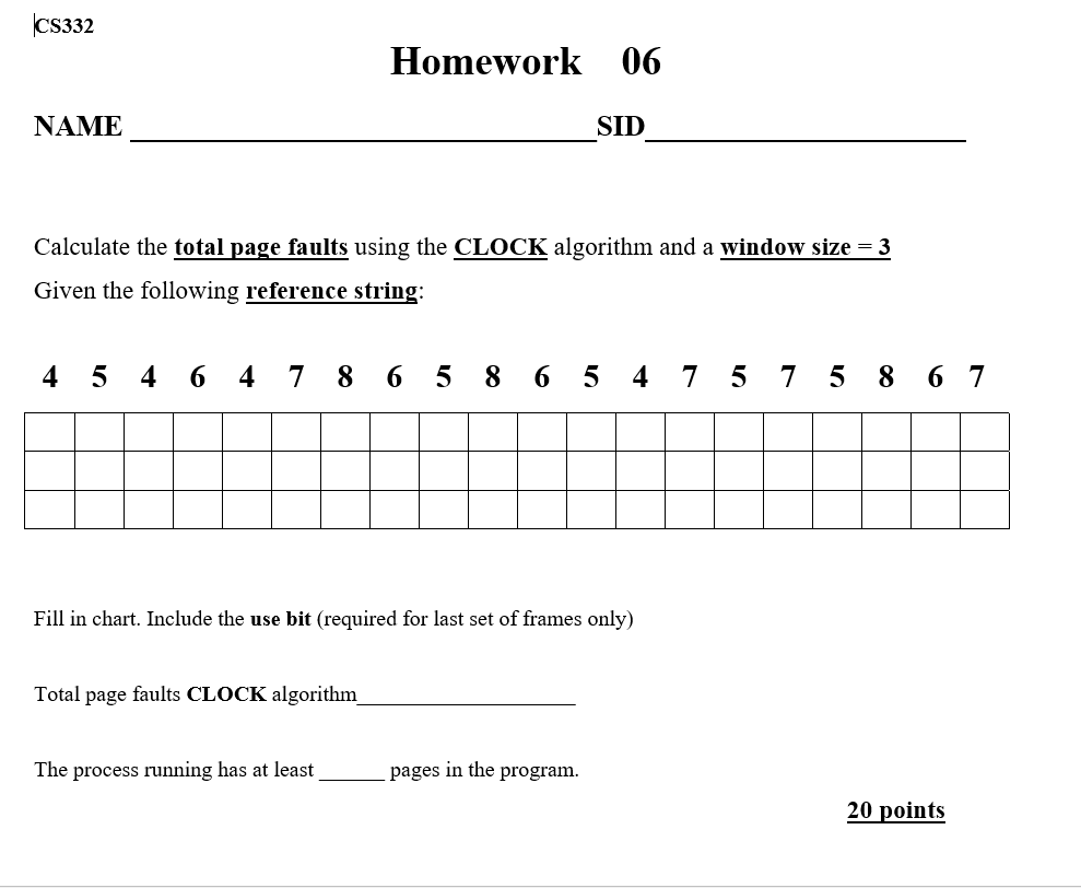 Solved Calculate the total page faults using the CLOCK | Chegg.com Solved Calculate the total page faults using the CLOCK | Chegg.com