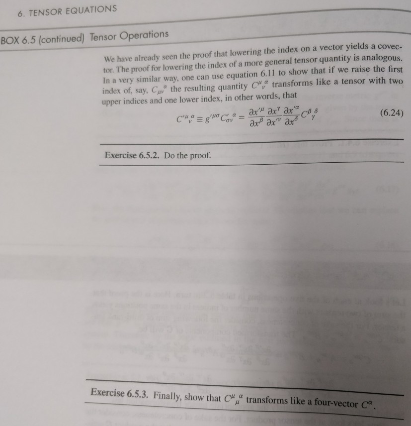 Solved 6. TENSOR EQUATIONS BOX 6.5 (continued) Tensor | Chegg.com