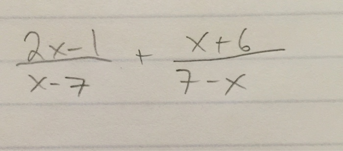 Solved 2x - 1/x - 7 + x + 6/7 - x | Chegg.com