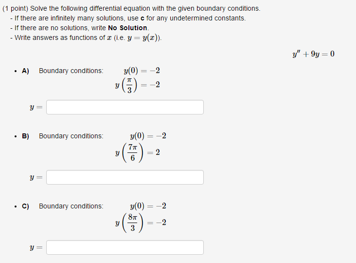 Solved Solve the following differential equation with the | Chegg.com