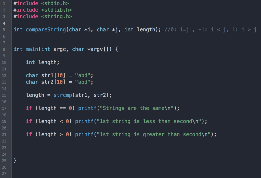 Solved So, i have to compare two strings, letter by letter, | Chegg.com