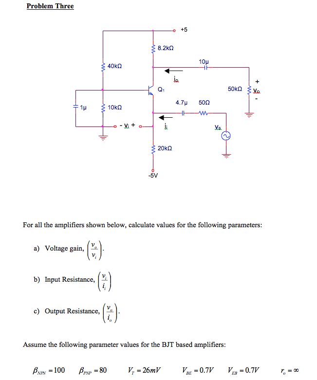 Solved For all the amplifiers shown below, calculate | Chegg.com