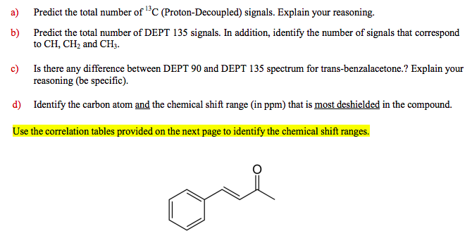 Solved a) Predict the total number of 13C (Proton-Decoupled) | Chegg.com
