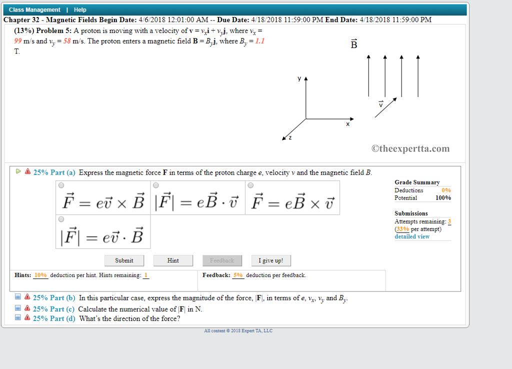 Solved Class Management Help Chapter 32 - Magnetic Fields | Chegg.com