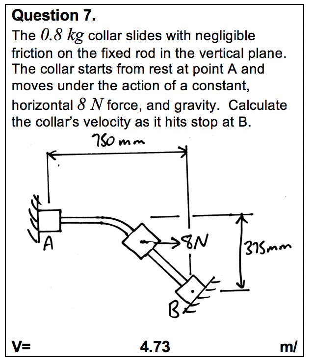 Solved Question 7. The 0.8 kg collar slides with negligible | Chegg.com