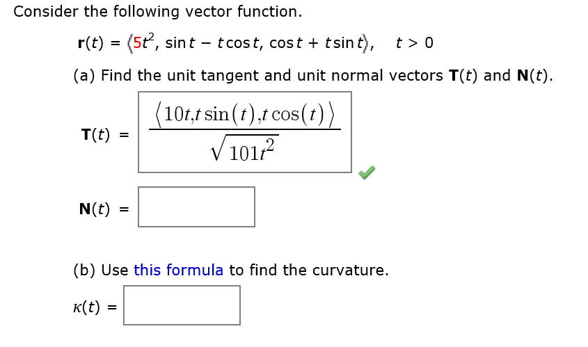Solved Consider The Following Vector Function R T