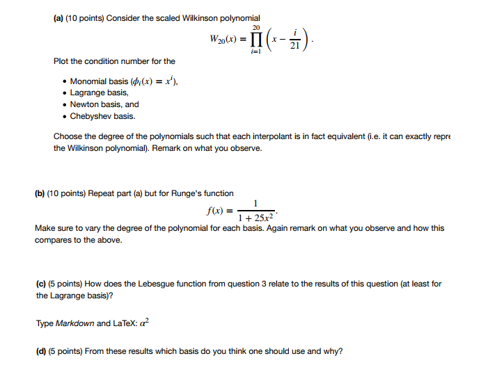Solved (a) (10 points) Consider the scaled Wilkinson | Chegg.com